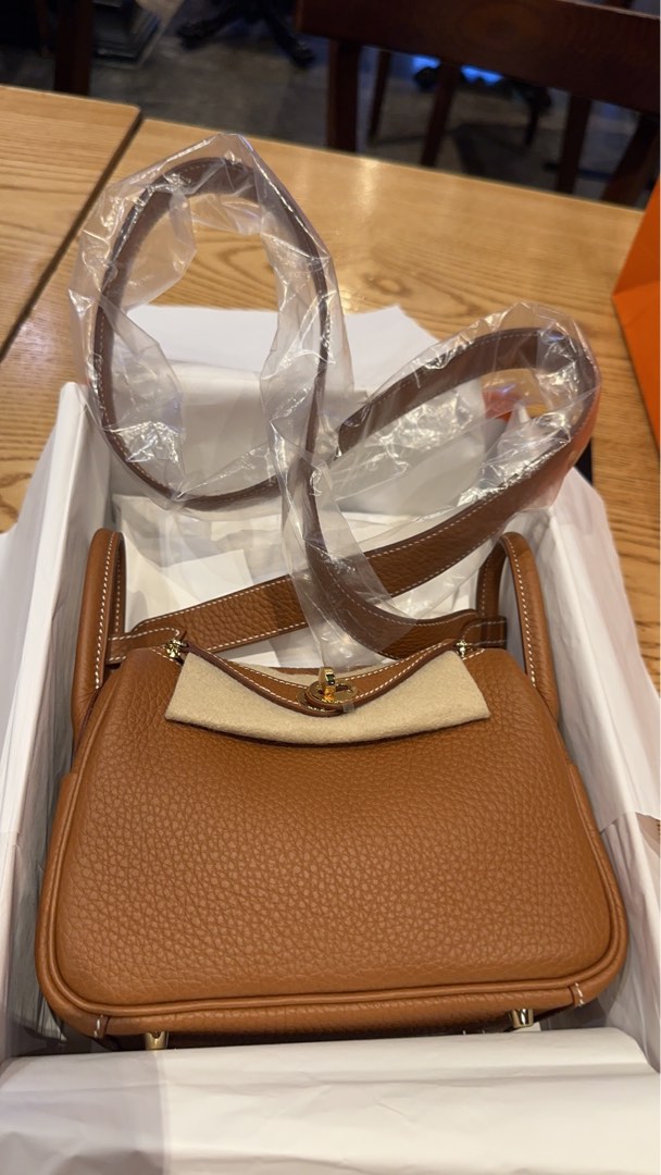 Hermes Mini Lindy Gold, Luxury, Bags & Wallets on Carousell