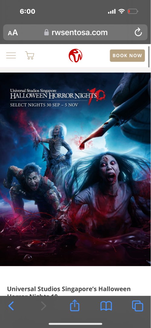 HHN10 RWSentosa 2 Admission +2 Express pass plus for 30th October 2022 ...