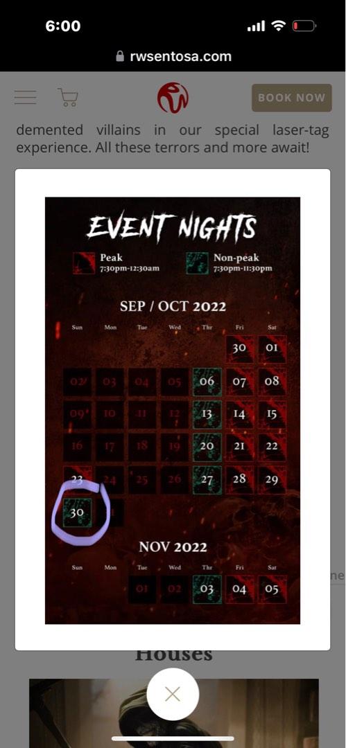 HHN10 RWSentosa 2 Admission +2 Express pass plus for 30th October 2022 ...