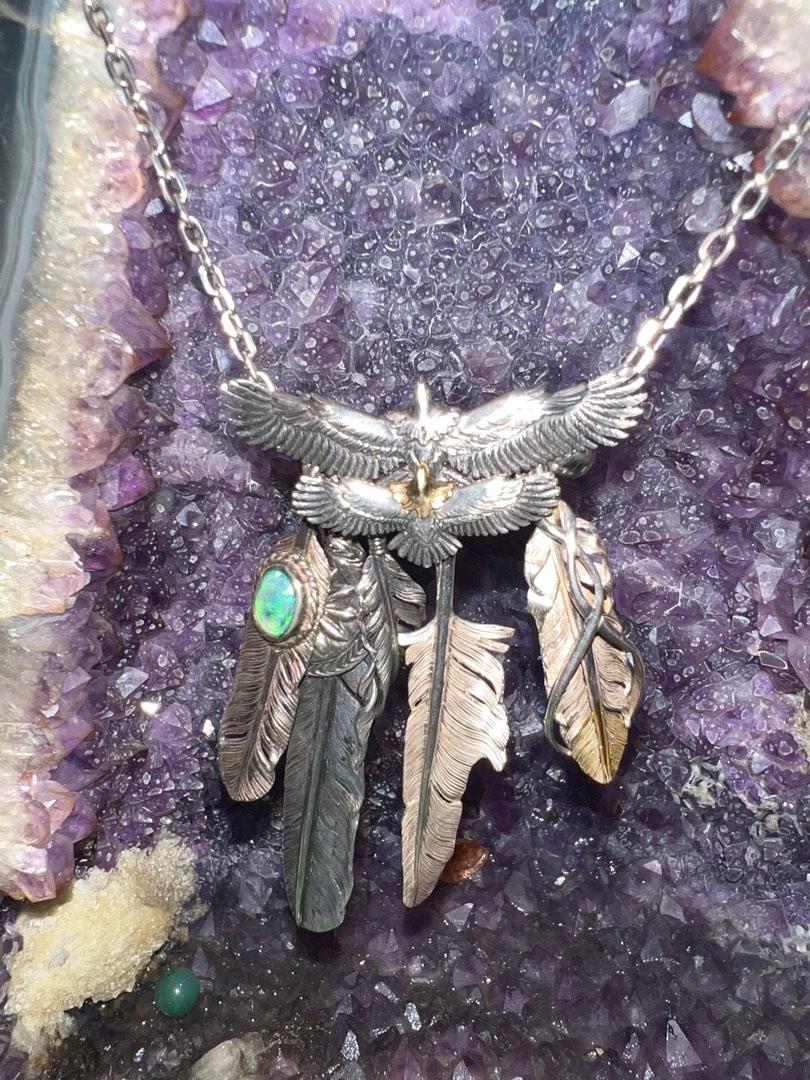 HORIZON BLUE silver feather with gold on Carousell