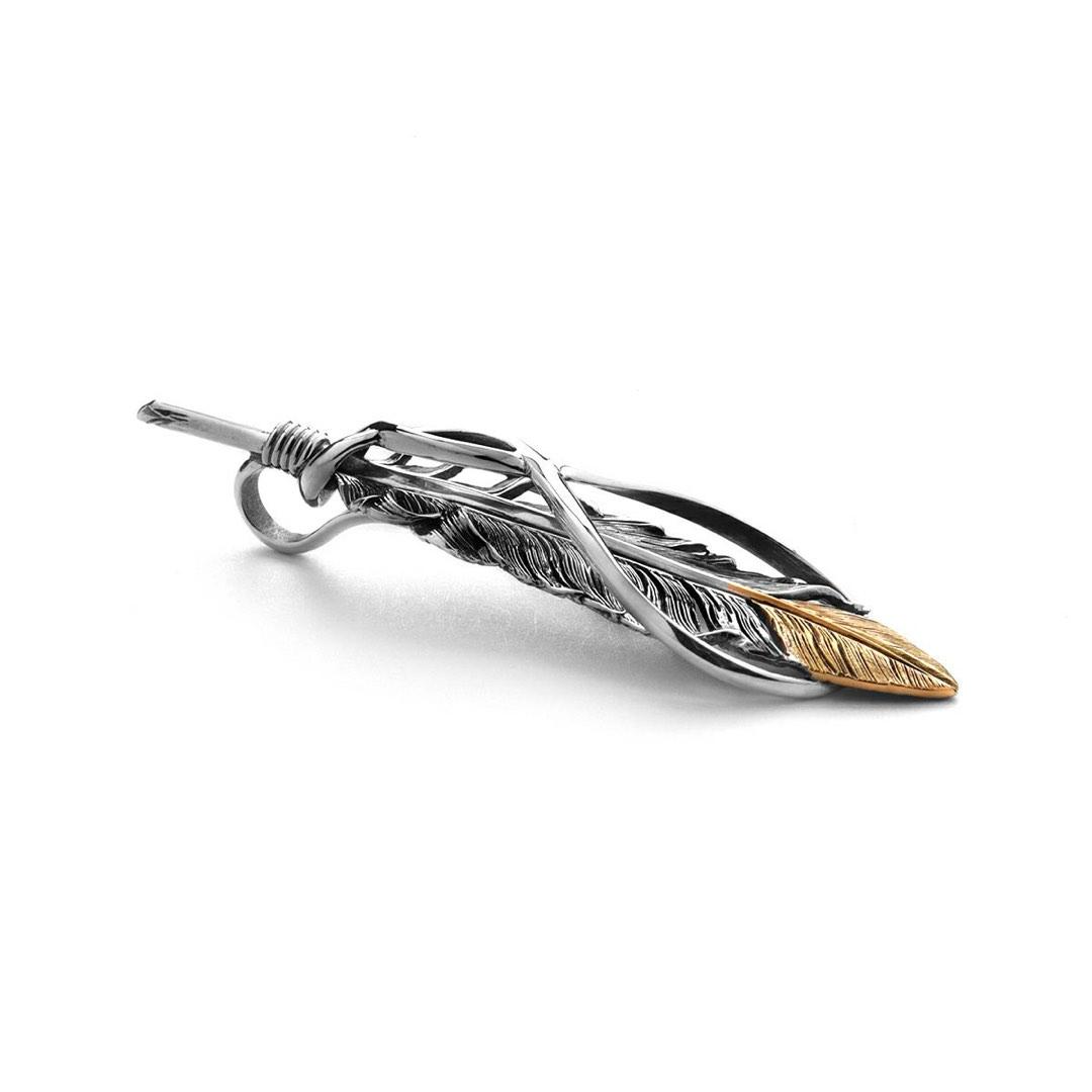 HORIZON BLUE silver feather with gold on Carousell