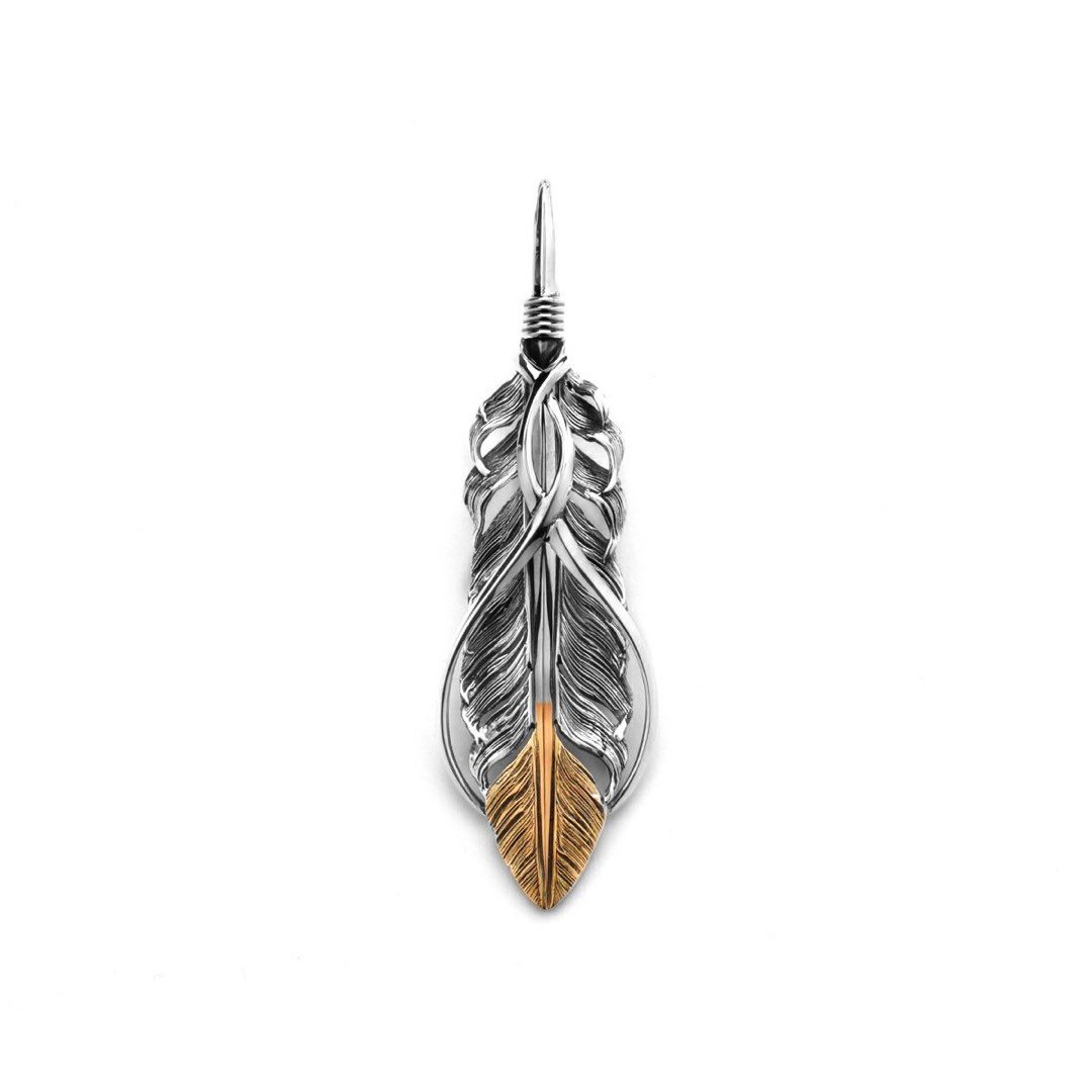 HORIZON BLUE silver feather with gold on Carousell