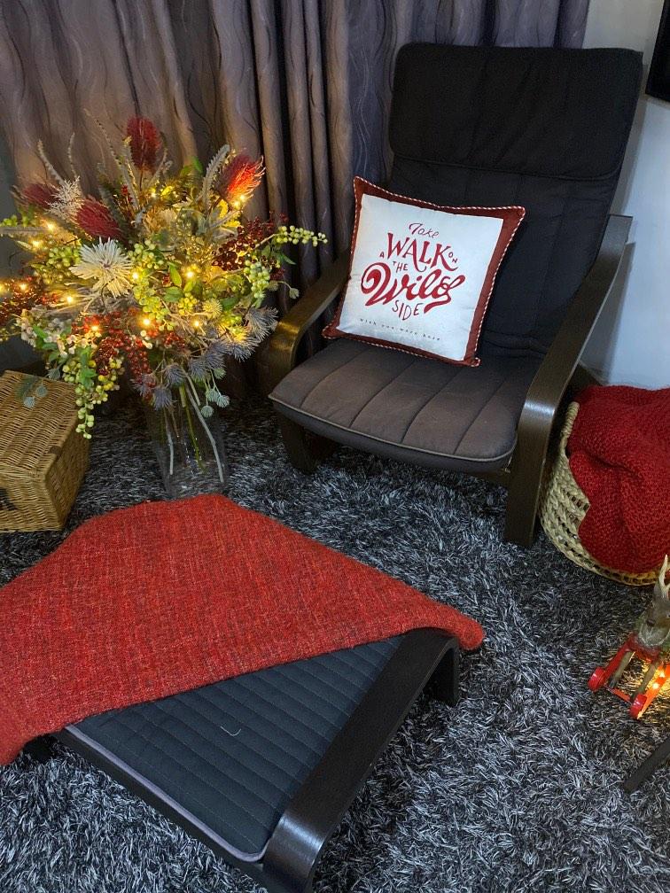 Ikea arm chair with leg rest, Furniture & Home Living, Furniture ...