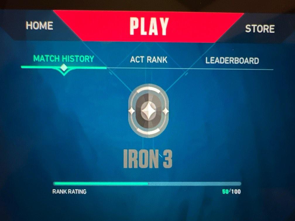 IRON 3 Ranked Currently EP5 ACT3 Valorant Smurf Account, Video Gaming ...