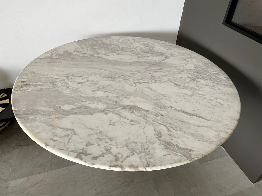 Italian Calacatta marble round dining table, Furniture & Home Living ...