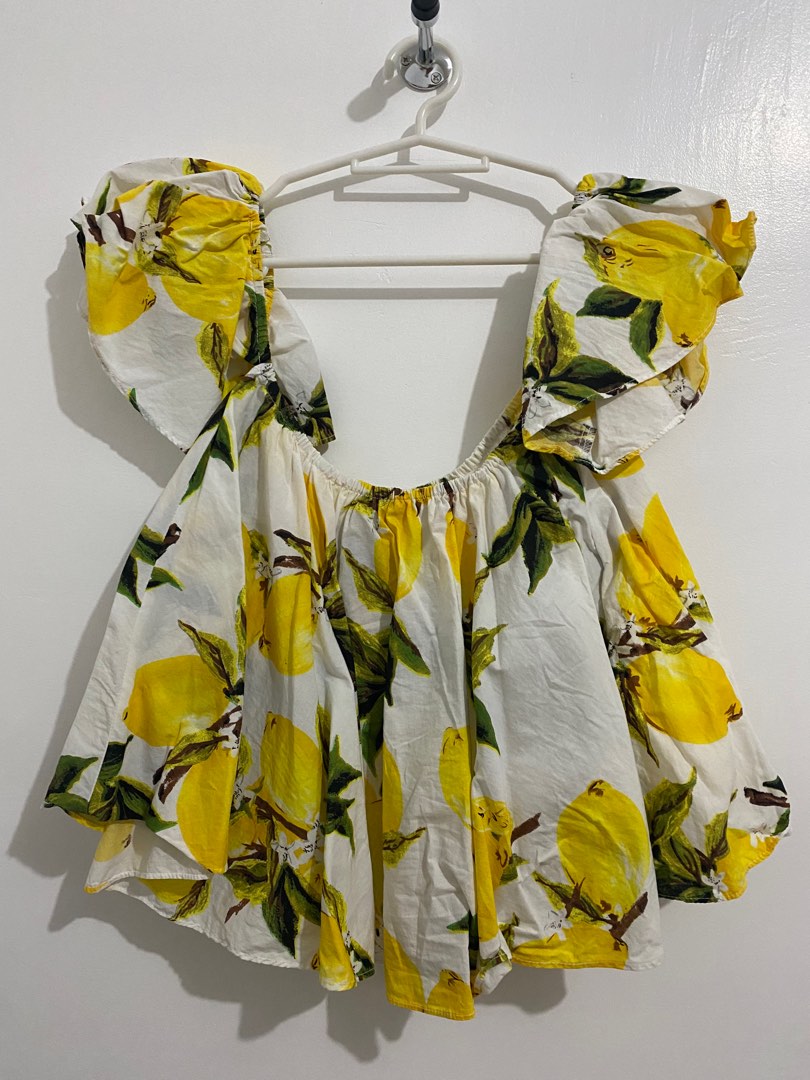 Lemon Ruffle Sleeveless Crop Top, Women's Fashion, Tops, Others Tops on ...