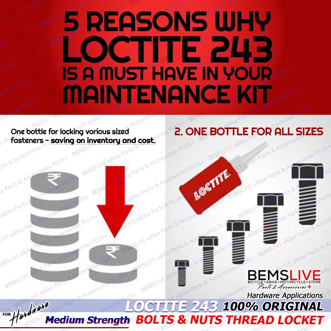 LOCTITE 243 The Original Thread Locking Adhesive 50ml Bolt & Nut Thread ...