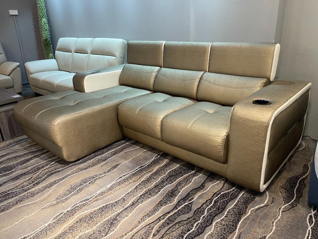 L-Shape Electrical Slider Leather Sofa, Furniture & Home Living ...