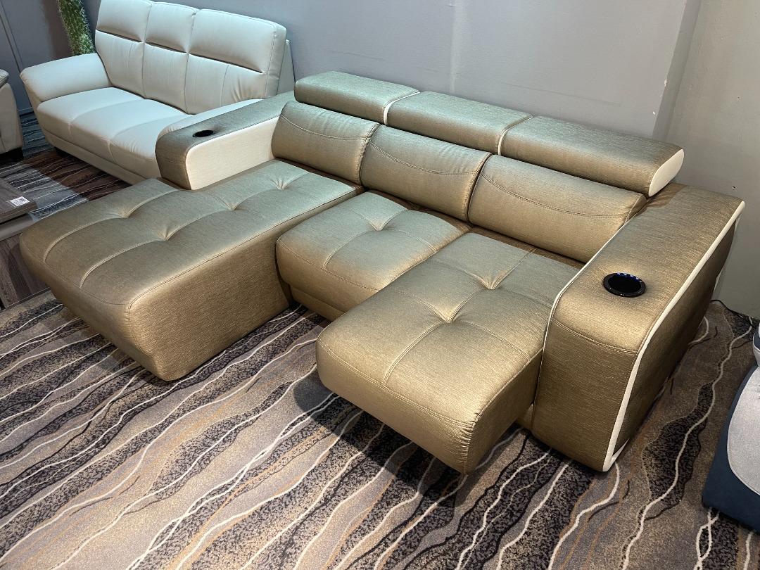 L-Shape Electrical Slider Leather Sofa, Furniture & Home Living ...