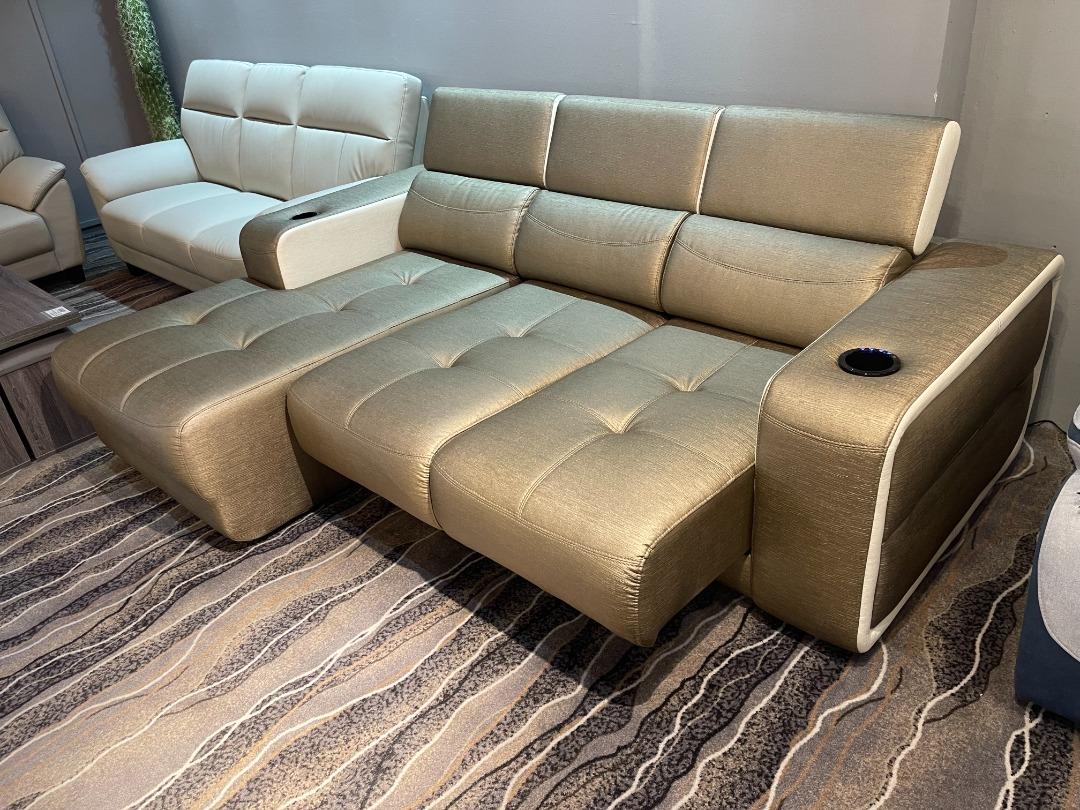 L-Shape Electrical Slider Leather Sofa, Furniture & Home Living ...