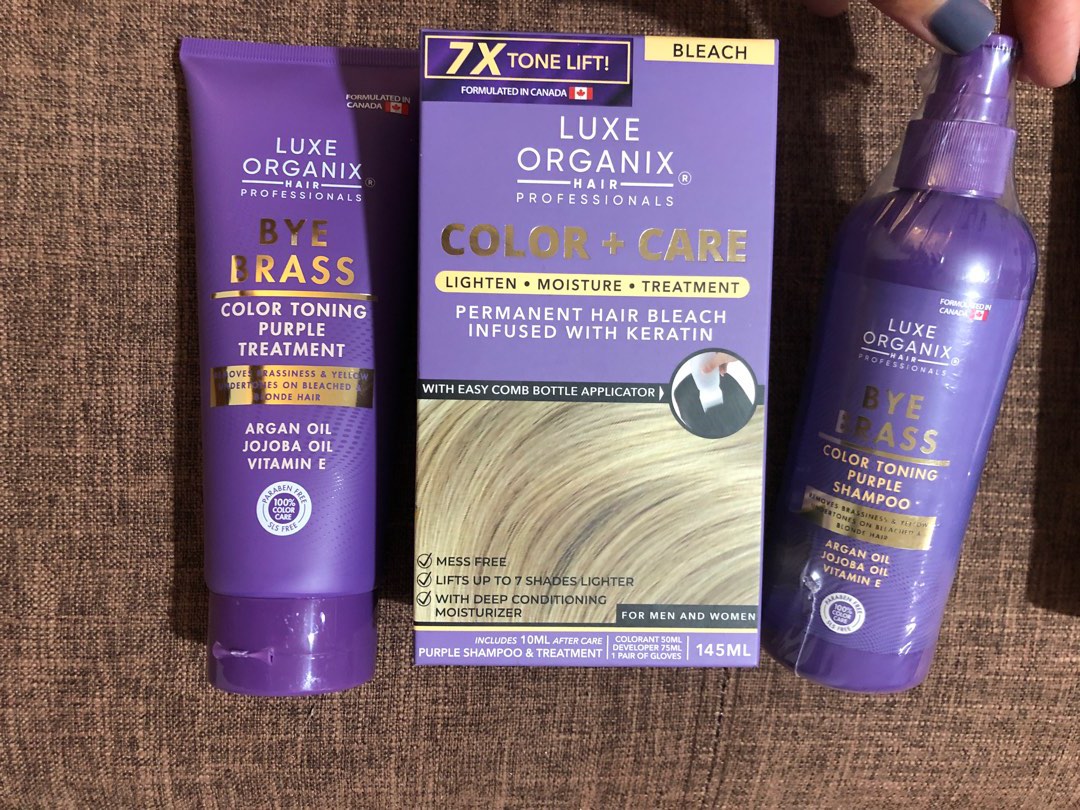 Luxe Organix Hair Bleach, Purple shampoo and conditioner set, Beauty ...