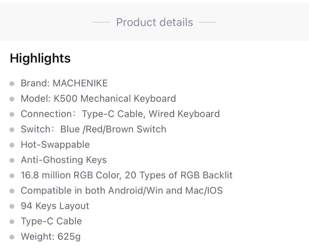 Machenike K500 Gaming Keyboard, Computers & Tech, Parts & Accessories ...