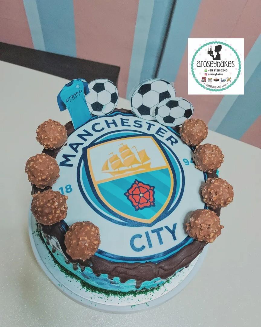 Manchester City Customised Cake, Food & Drinks, Homemade Bakes on Carousell