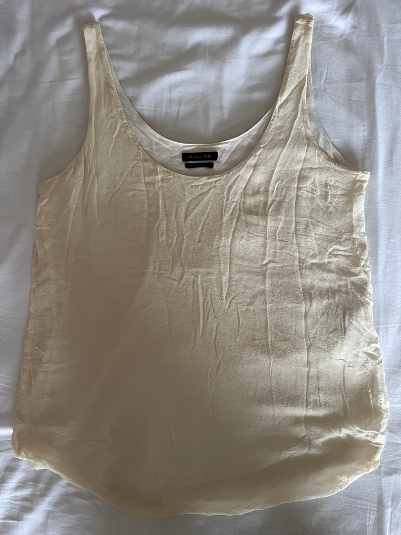 Massimo Dutti white silk top, Women's Fashion, Tops, Sleeveless on ...