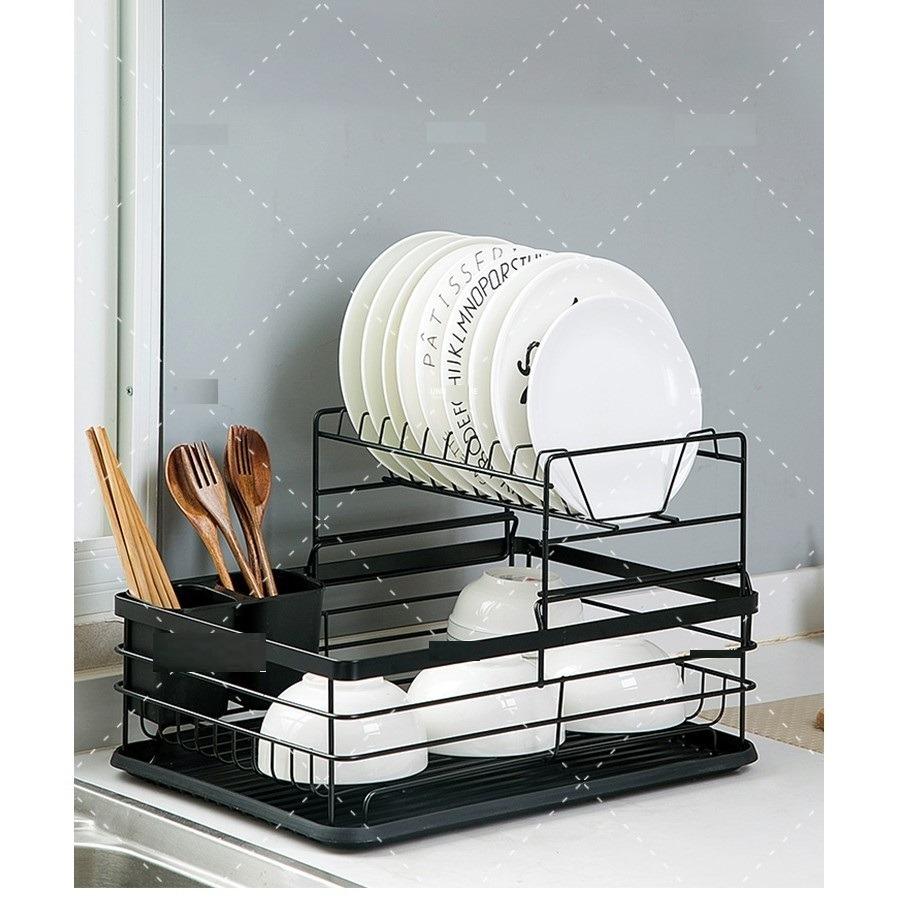 Minimalist Dish Rack Stainless Steel Kitchen rack with water Drainer ...