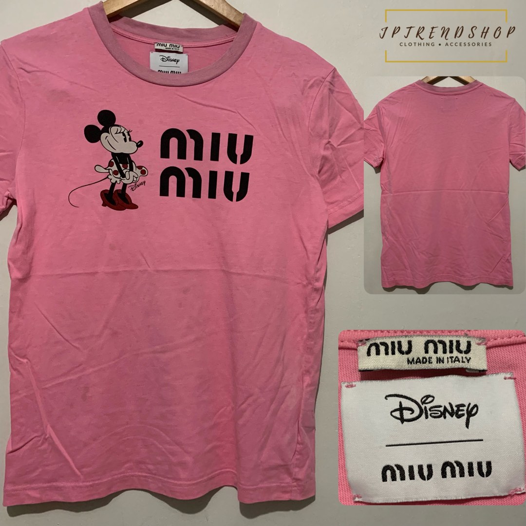 MIU MIU x DISNEY T SHIRT (Pink), Women's Fashion, Tops, Shirts on Carousell