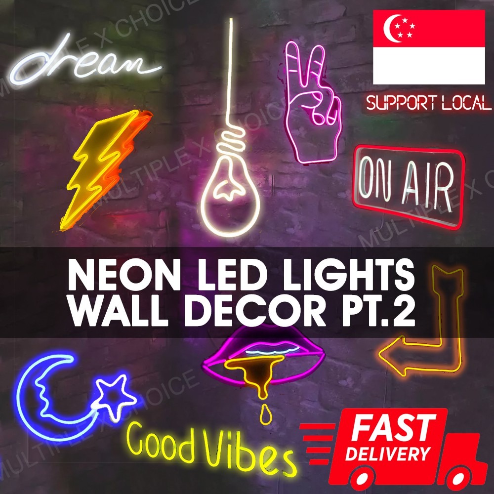 Neon LED Wall Lights (Various Designs) MMZ0240, Furniture & Home Living ...