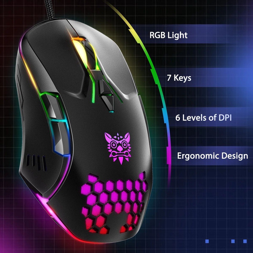 ONIKUMA CW902 RGB Gaming Mouse - 6400 DPI, 6 Lighting Profile MMZ0422 ...