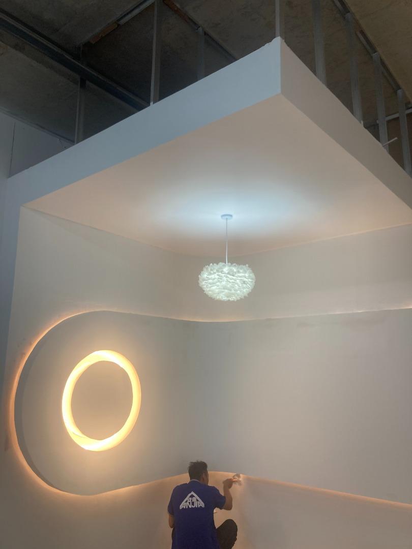 Partition wall, False ceiling, cove light, L box, living room ceiling ...