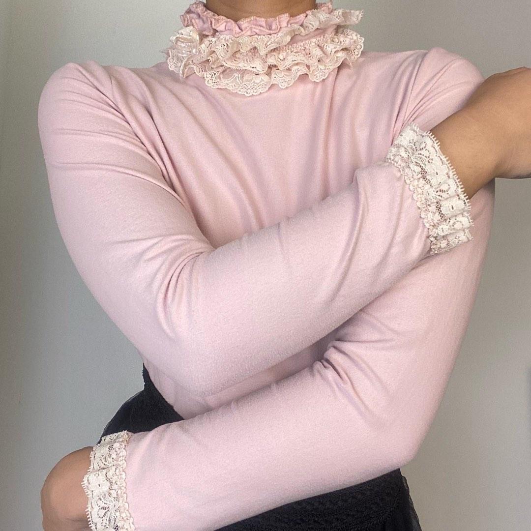 pink blazer and coquette pink turtleneck, Women's Fashion, Coats ...