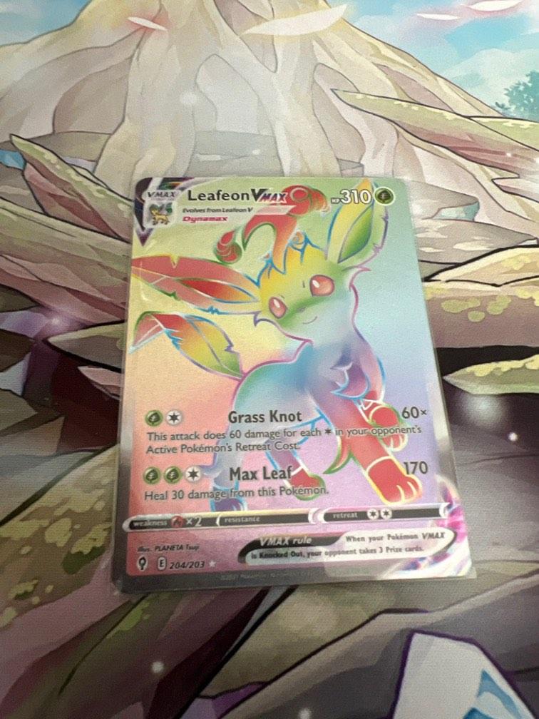 Pokémon TCG Leafeon VMAX rainbow rare (204/203), Hobbies & Toys, Toys ...