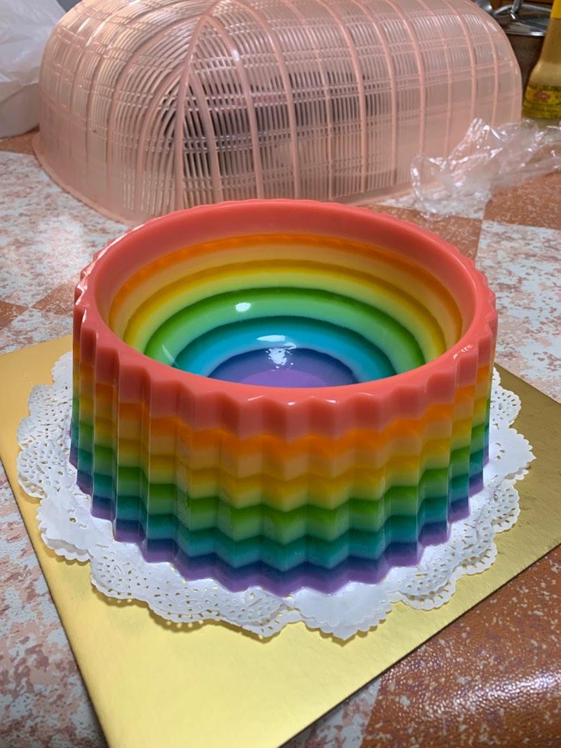 Rainbow agar agar cake, Food & Drinks, Homemade Bakes on Carousell