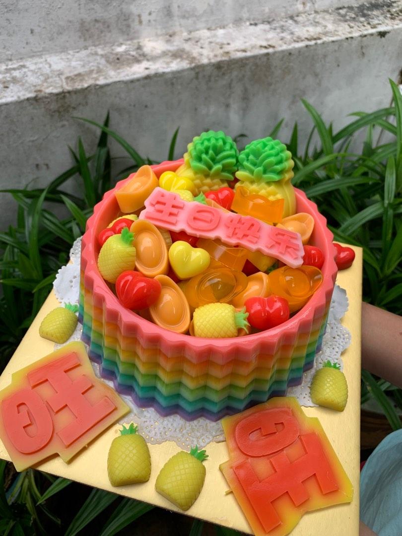 Rainbow agar agar cake, Food & Drinks, Homemade Bakes on Carousell