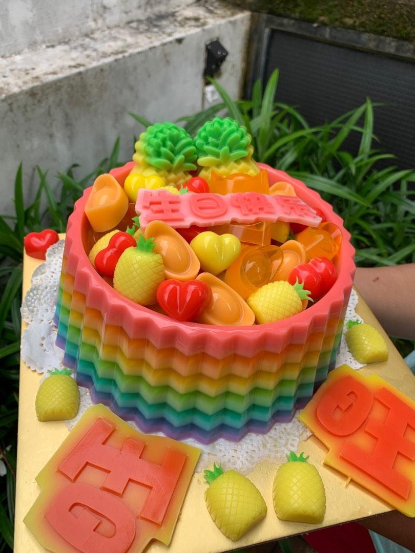 Rainbow agar agar cake, Food & Drinks, Homemade Bakes on Carousell