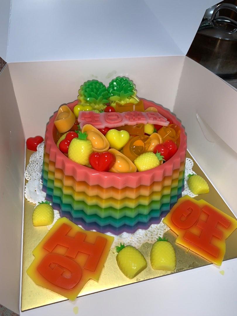 Rainbow agar agar cake, Food & Drinks, Homemade Bakes on Carousell