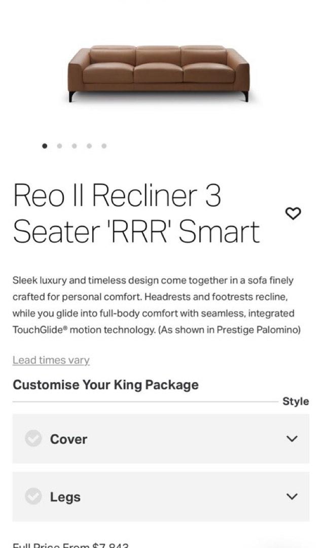 Reo 2 II Recliner 3 seater luxury sofa, Furniture & Home Living, Furniture, Sofas on Carousell