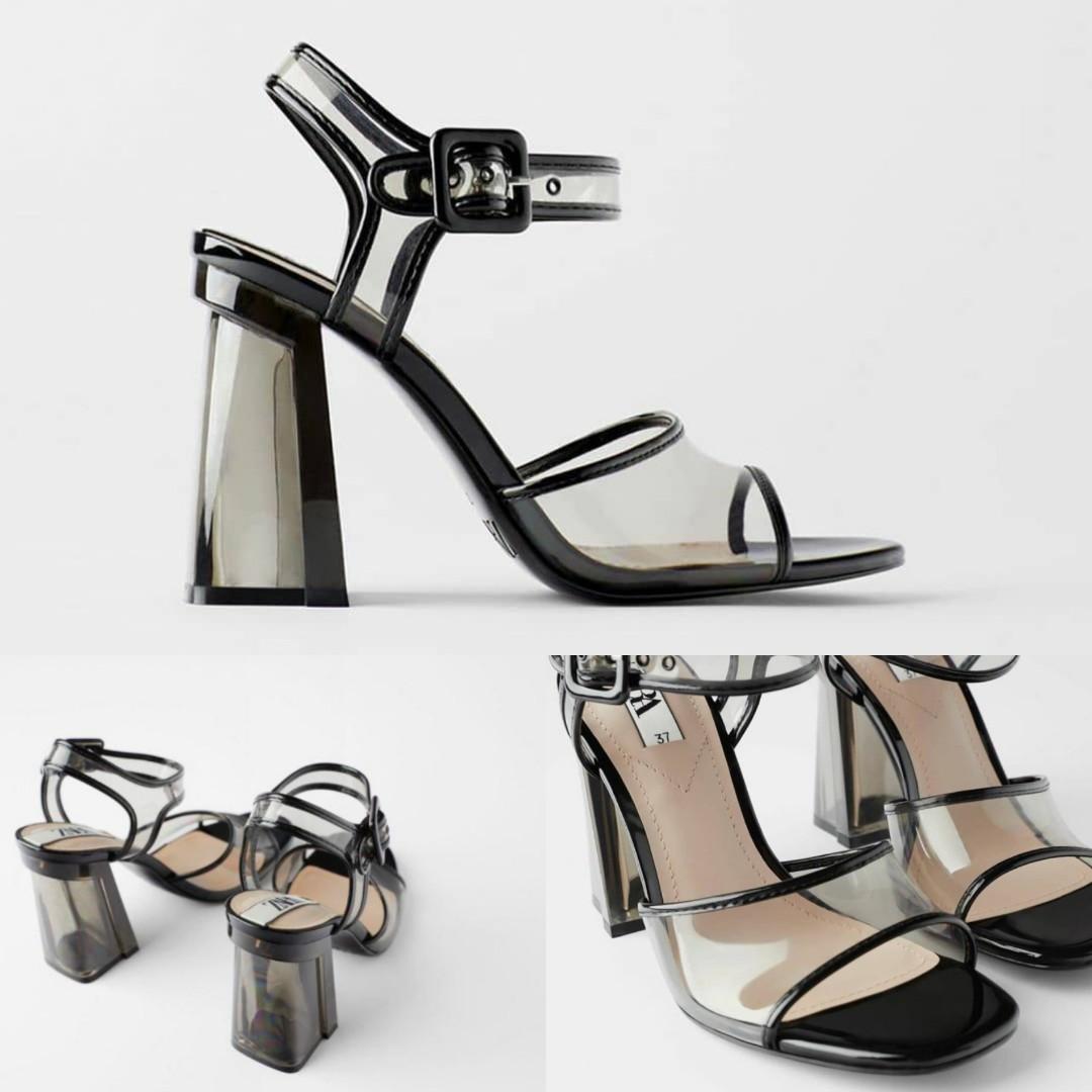 Sepatu ZARA Vinyl High Heels Shoes, Fesyen Wanita, Sepatu di Carousell