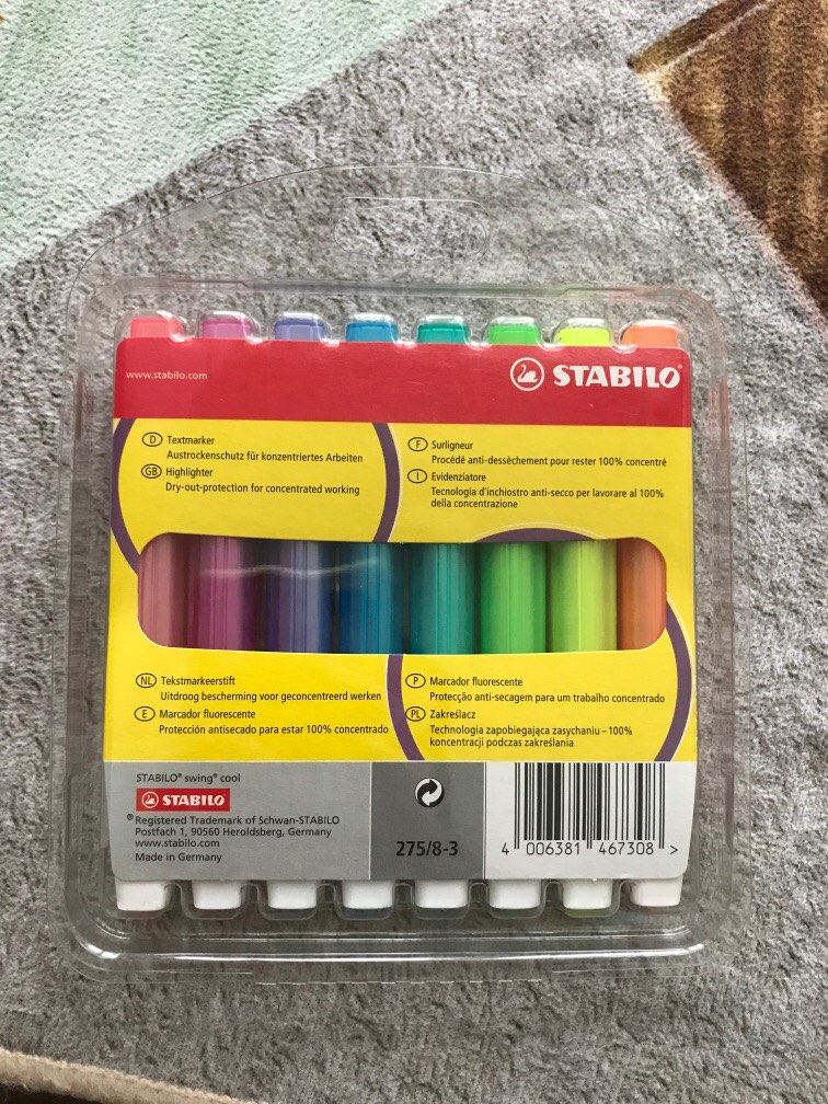 Stabilo highlighters / line mini dustbin, Hobbies & Toys, Stationery ...