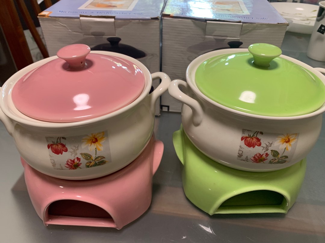 Stoneware casserole with heating stand, TV & Home Appliances, Kitchen ...