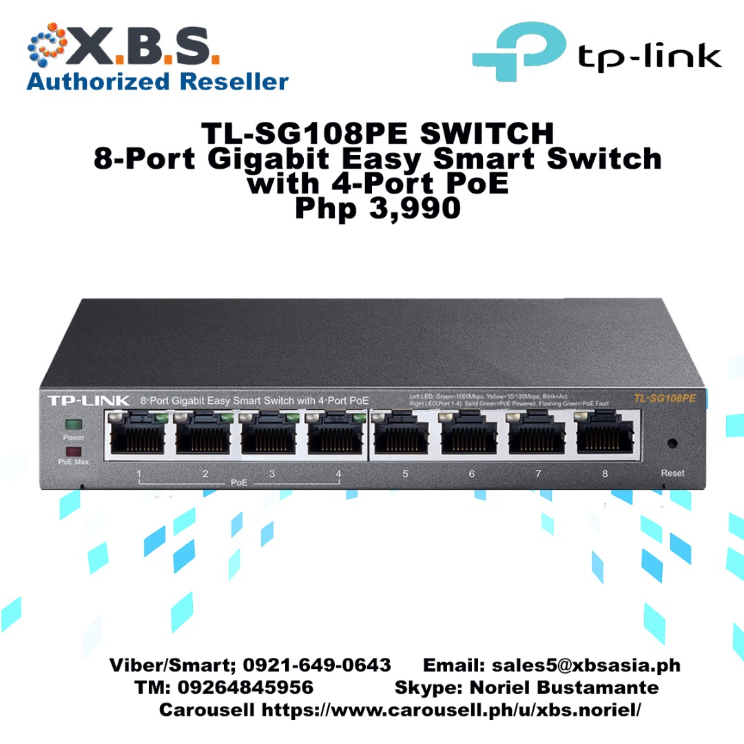 TL-SG108PE SWITCH 8-Port Gigabit Easy Smart Switch with 4-Port PoE ...