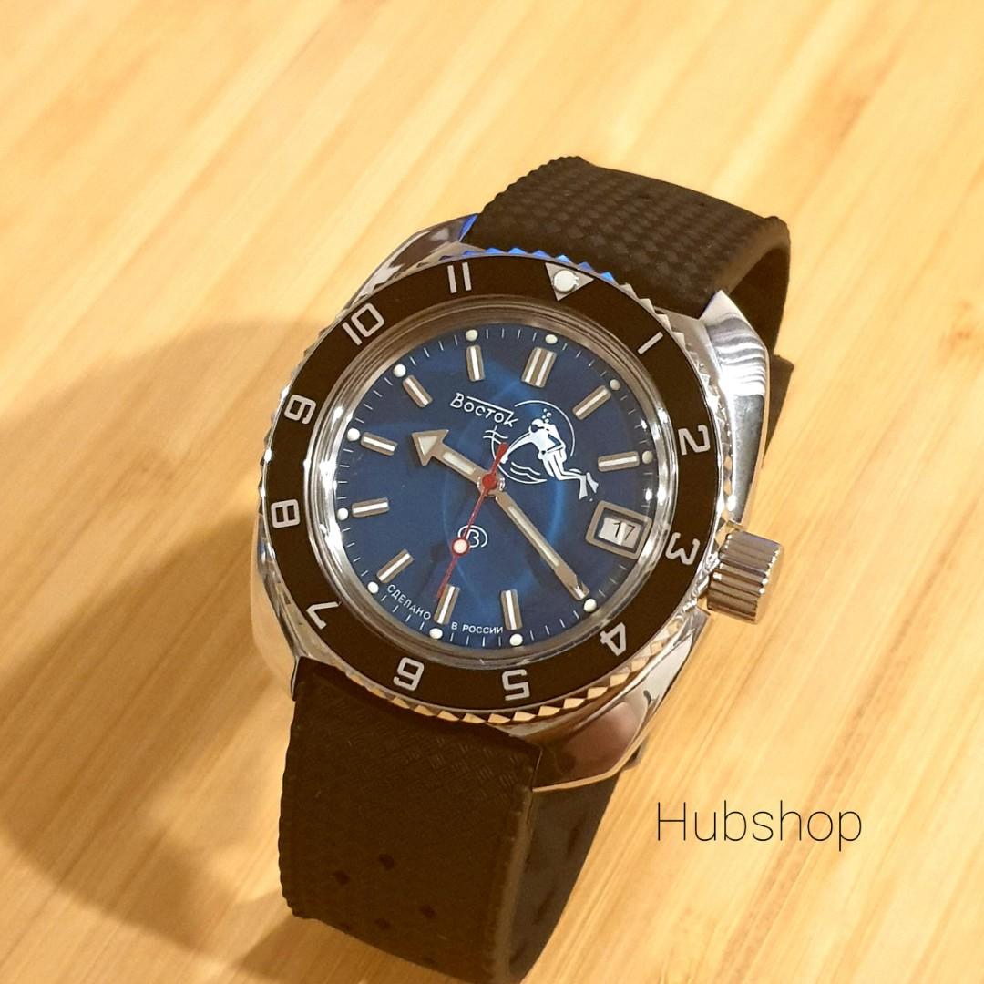 Vostok Amphibia Automatic Vintage Style Diver Blue Scuba Dude 200 M ...