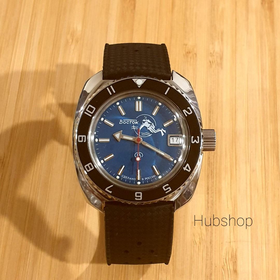 Vostok Amphibia Automatic Vintage Style Diver Blue Scuba Dude 200 M ...