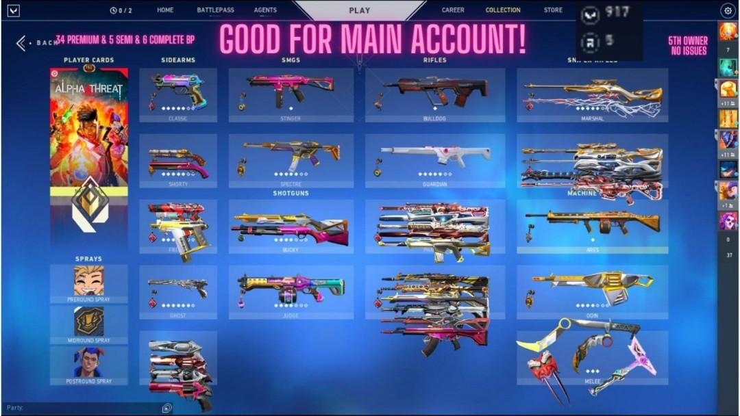 WTS STACK Radiant 41 Premium Valorant Account, Video Gaming, Video ...
