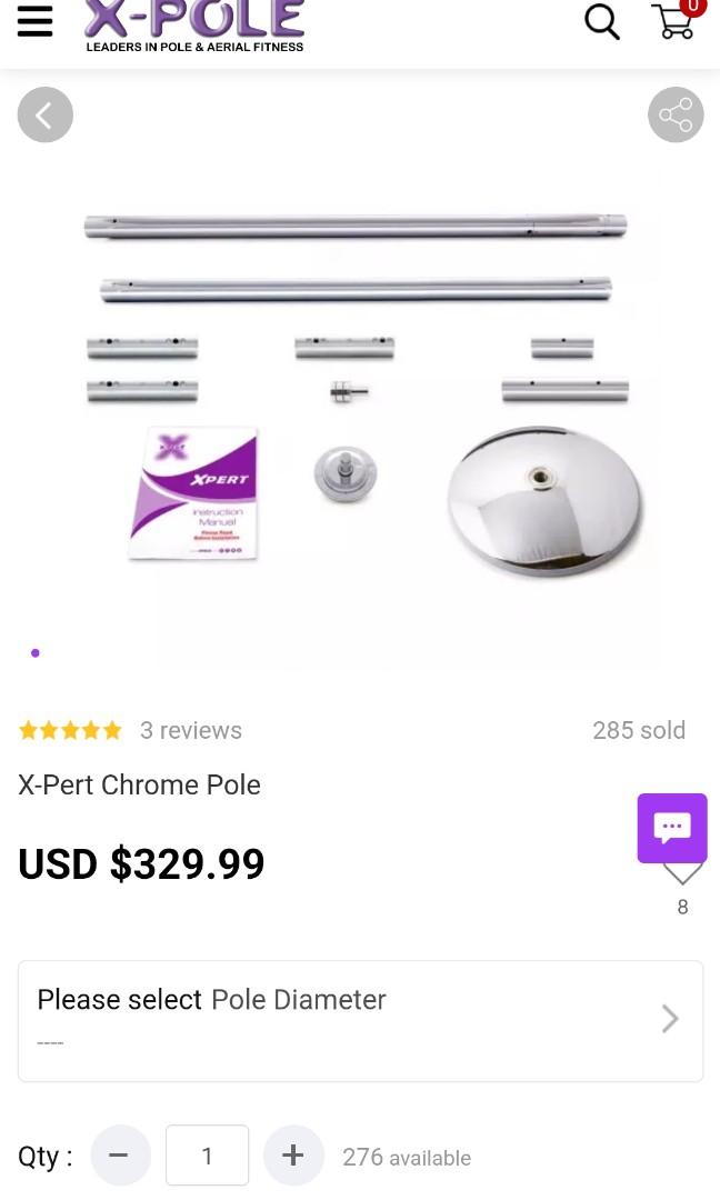 X-pole xpert chrome pole 45mm, Sports Equipment, Exercise & Fitness ...