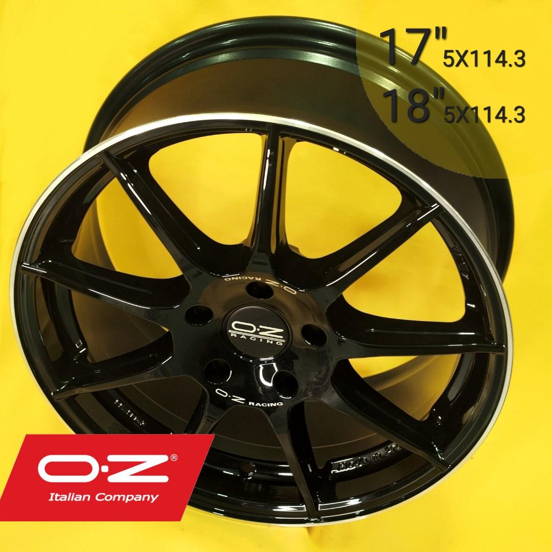 17" 18" OZ racing Veloct GT Black OZ rims Italy 5x114.3, Car Accessories, Tyres & Rims on Carousell