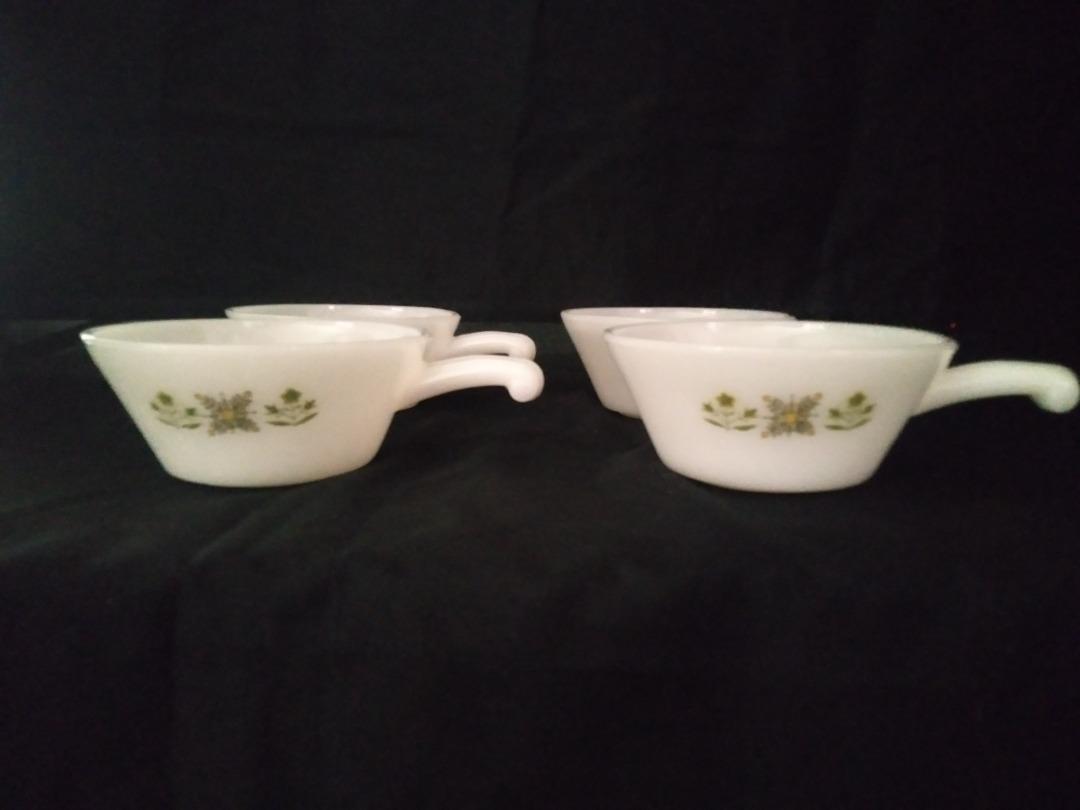 1960s Anchor Hocking Fire King Meadow Green Milk Glass Bowls with ...