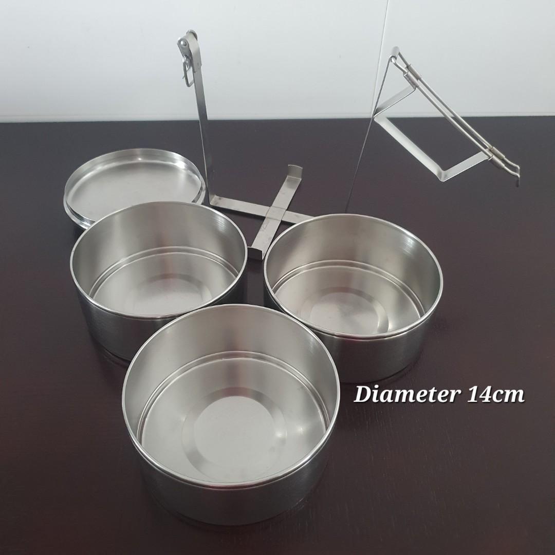 3 Tier Stainless Steel Food Carrier Container Tingkat, Furniture & Home ...