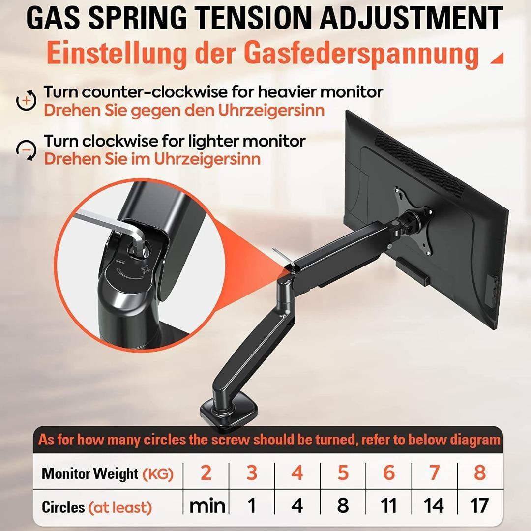 Amazon Brand - Eono Single Monitor Arm Desk Mount Height Adjustable Gas ...