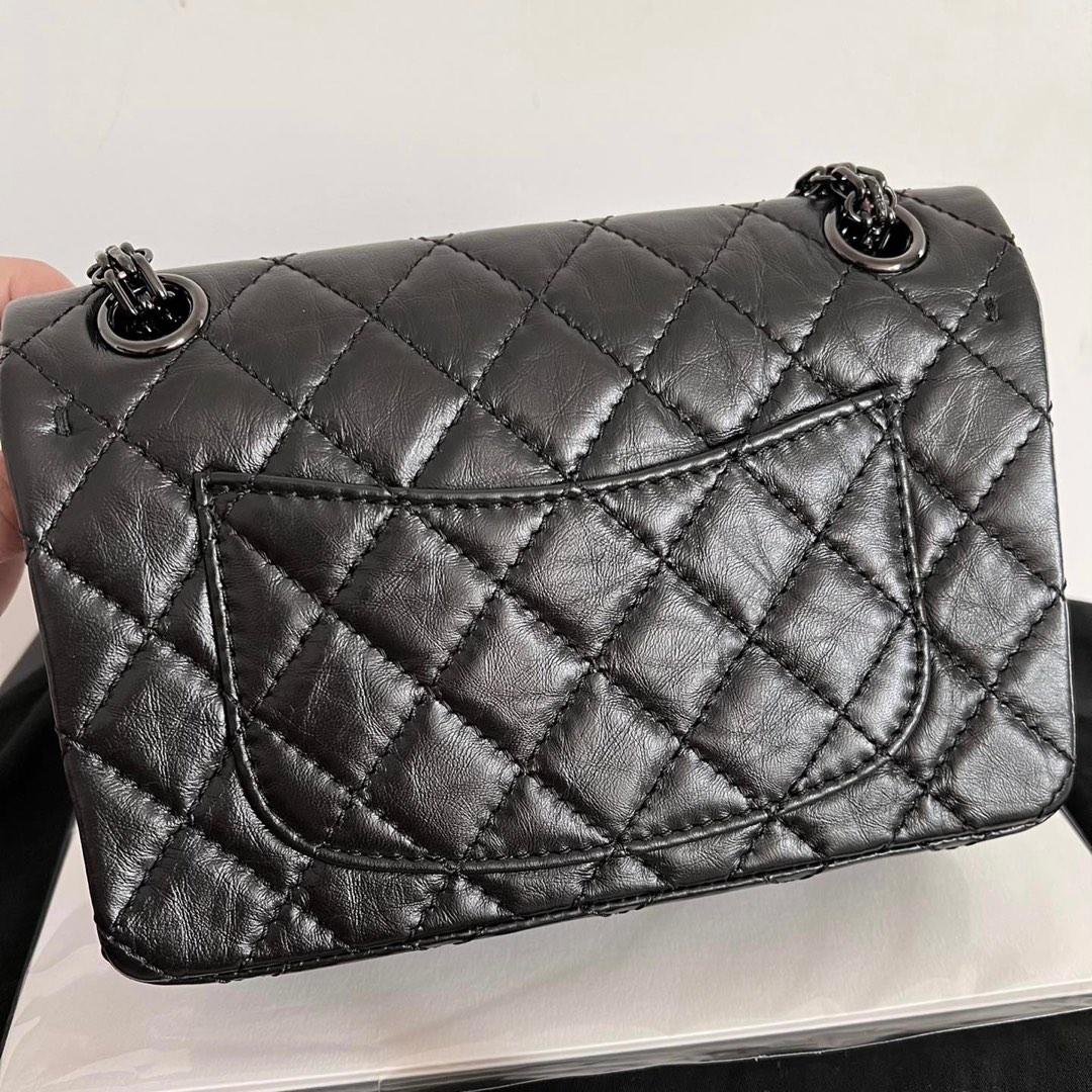 Authentic Chanel 2.55 Mini Reissue So Black Aged Calf, Luxury, Bags ...