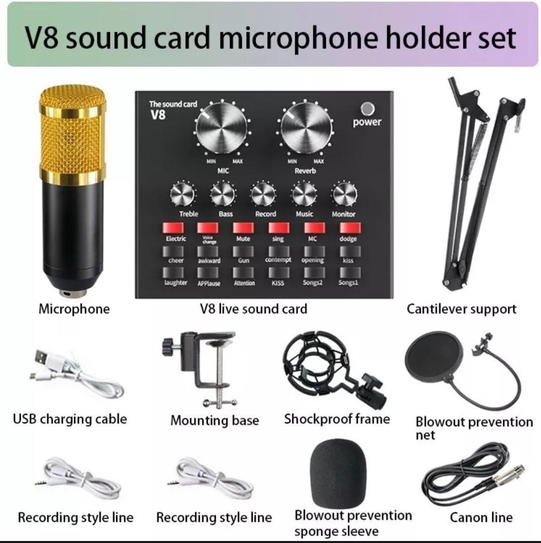 BM-800 Condenser Microphone Kit - Black Mic, Black 48V Phantom Power Supply,NB-35 Boom Scissor ...