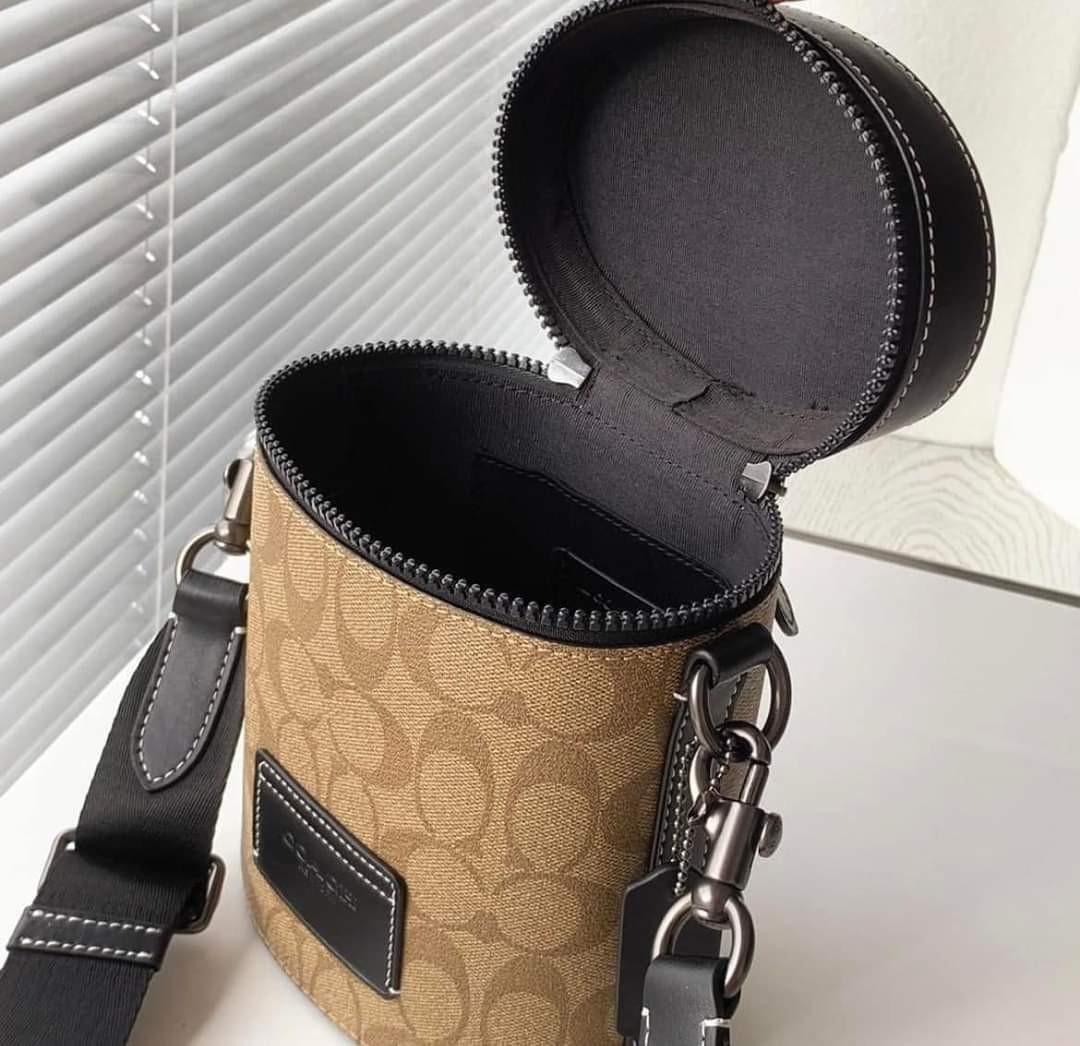 Coach Barrel Crossbody in Signature Canvas Khaki / Black, Men's Fashion ...