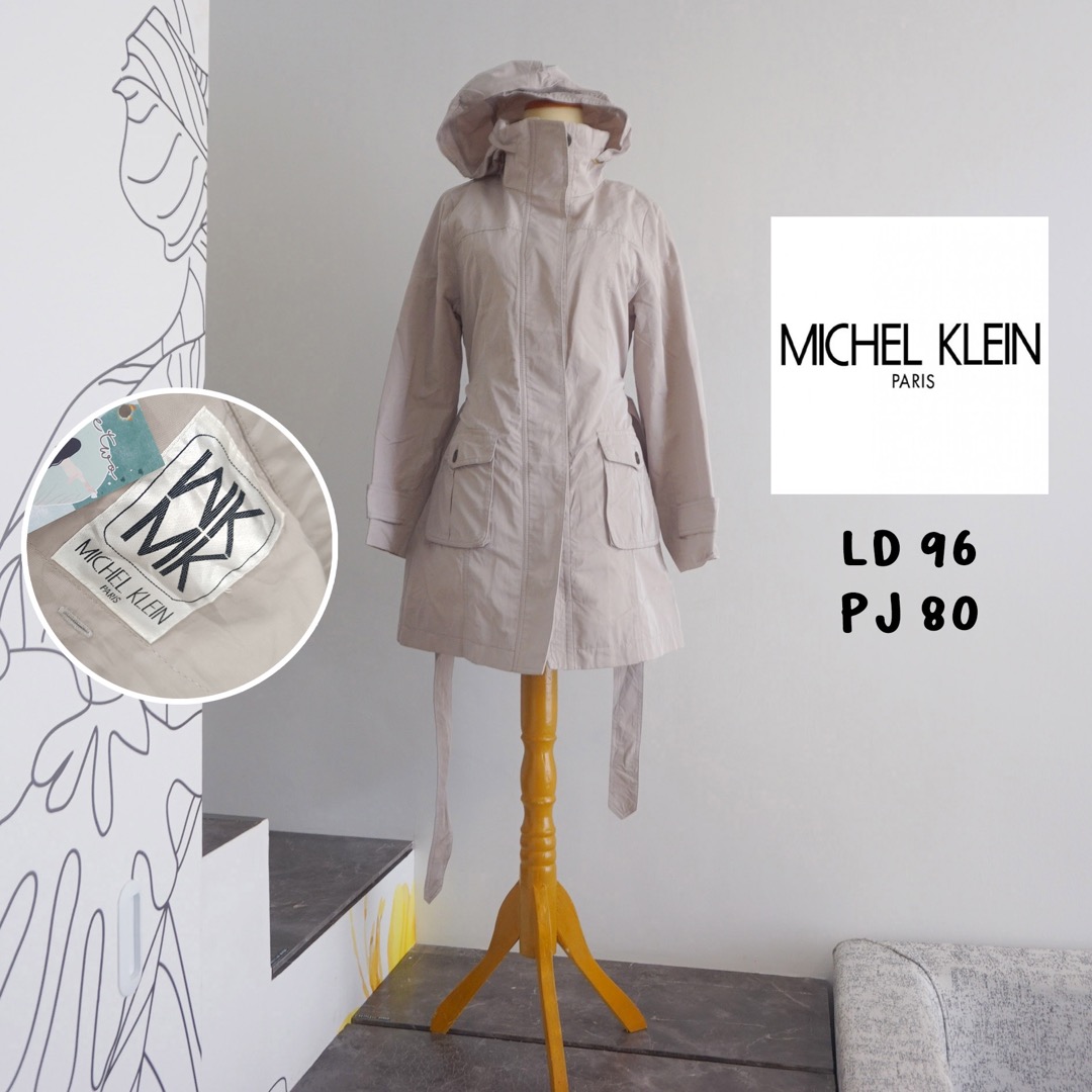 TRENCH COAT MICHEL KLEIN PARIS parka panjang hoodie, Fesyen Wanita, Pakaian Wanita, Baju Luaran ...