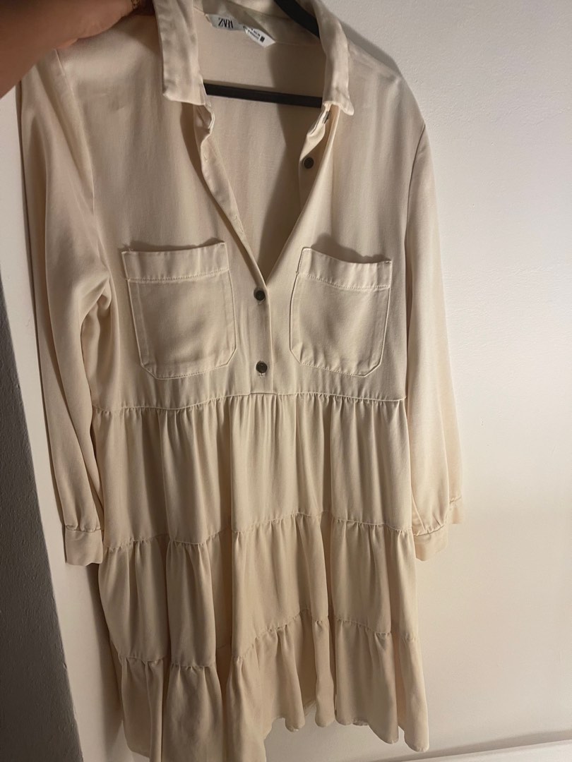 Cream/ Beige Zara Dress, Women's Fashion, Dresses & Sets, Dresses on ...
