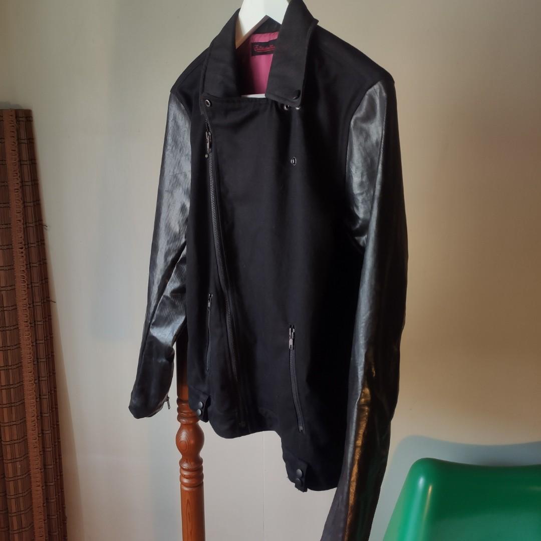 山東East and sadon teams 美式 橡膠帆布 斜拉鍊 雙領 騎士外套 夾克canvas rubber rider jacket ...