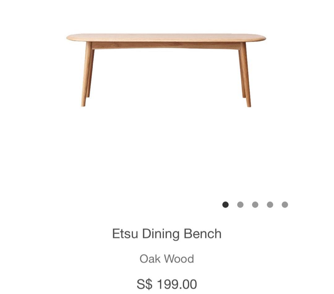 [NEW] Etsu Dining Bench (Oak Wood), Furniture & Home Living, Furniture, Tables & Sets on Carousell