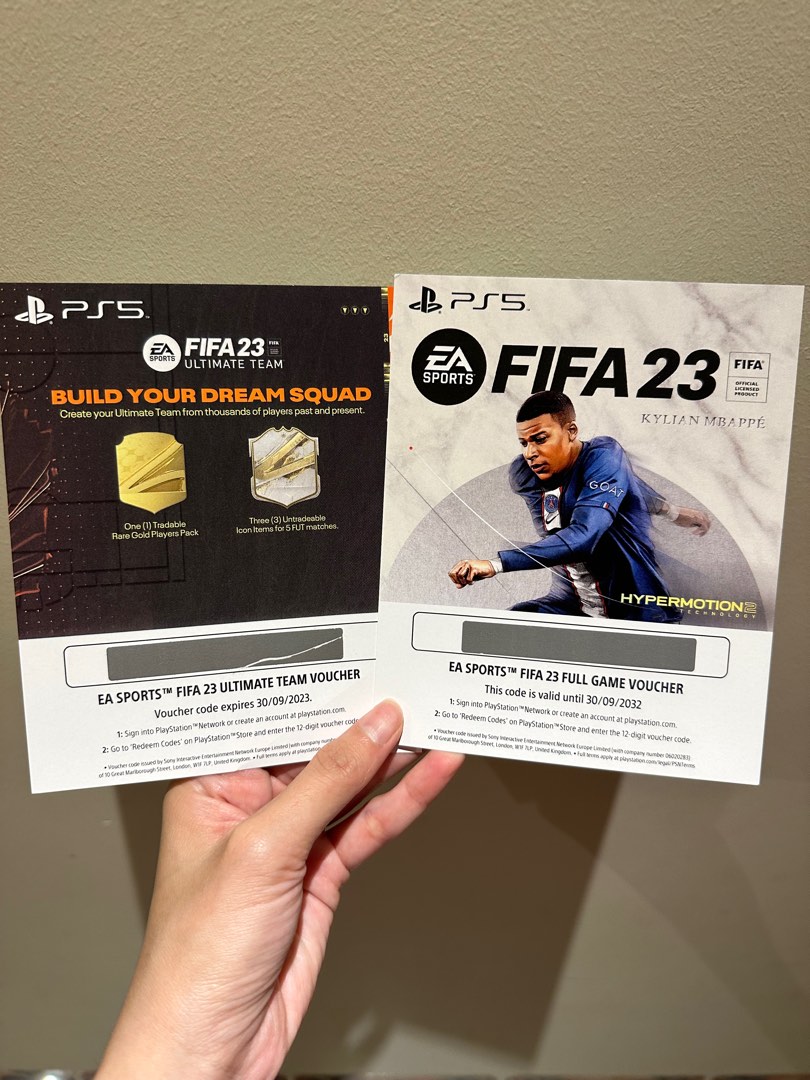 FIFA 23 PS5 Full Game Voucher w/ Ultimate Team Pack Vouchers, Hobbies ...